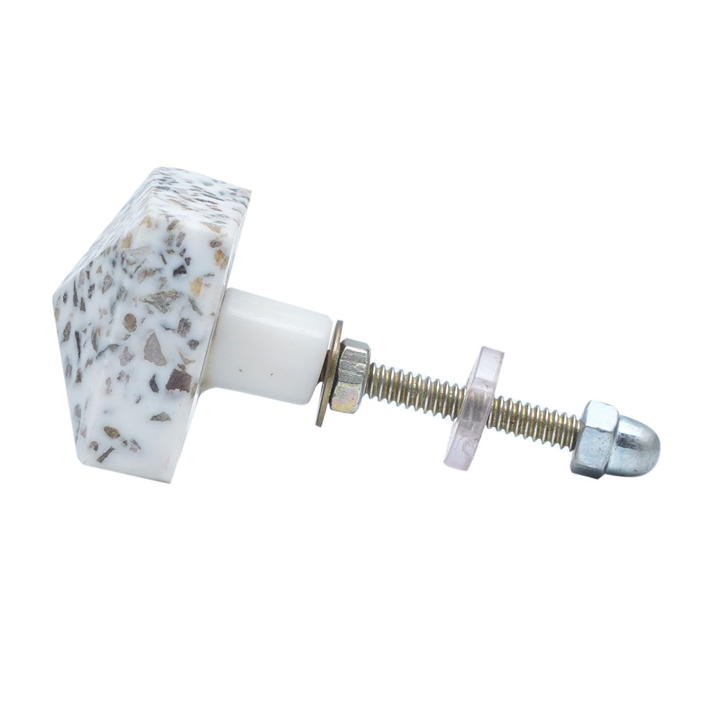 White Stone Terrazzo Cabinet Knobs